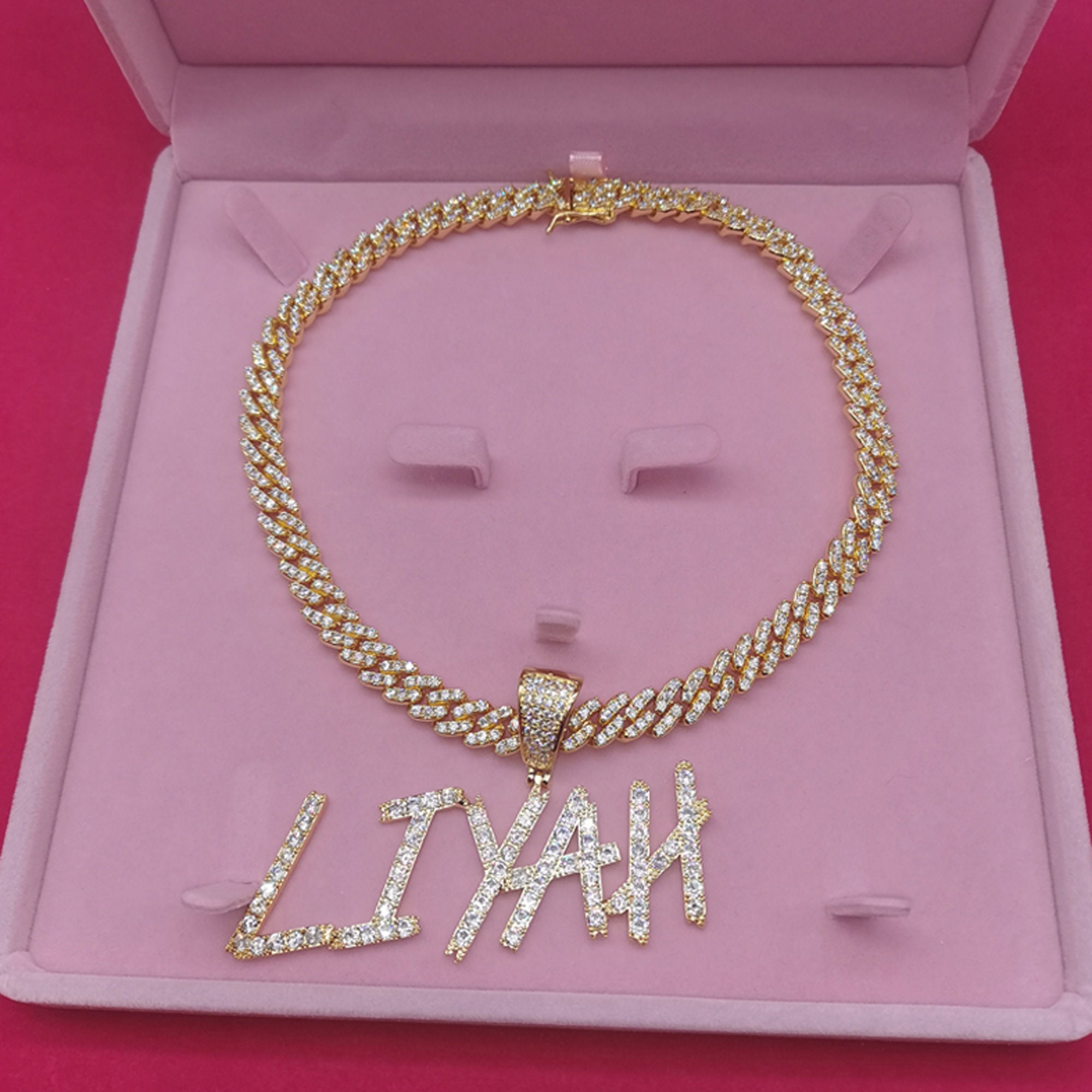 Personalized Name Pendant Necklace/big Brush Font Letter - Etsy
