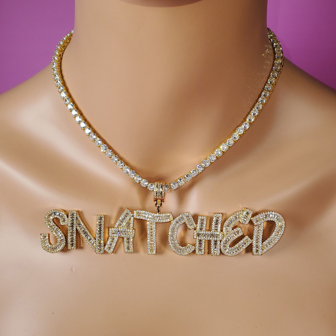 Custom Your Name Necklace,bling Icy Name Pendant With Tennis Chain ...