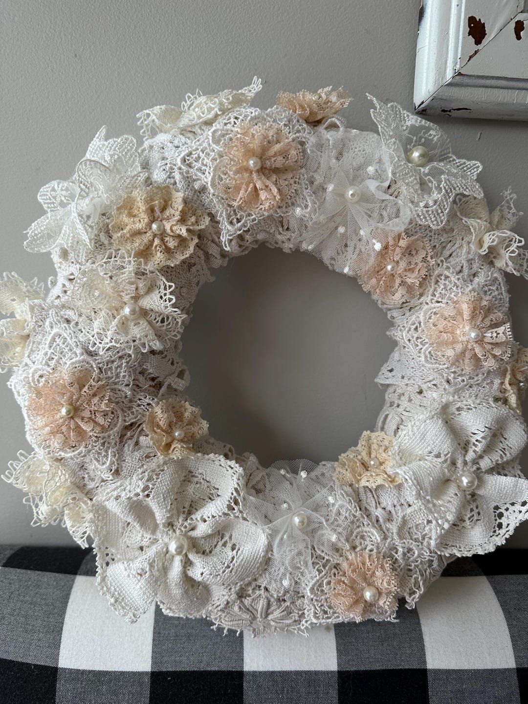 Vintage Lace & Pearl Wreath: Shabby Chic Cottage Decor - Etsy