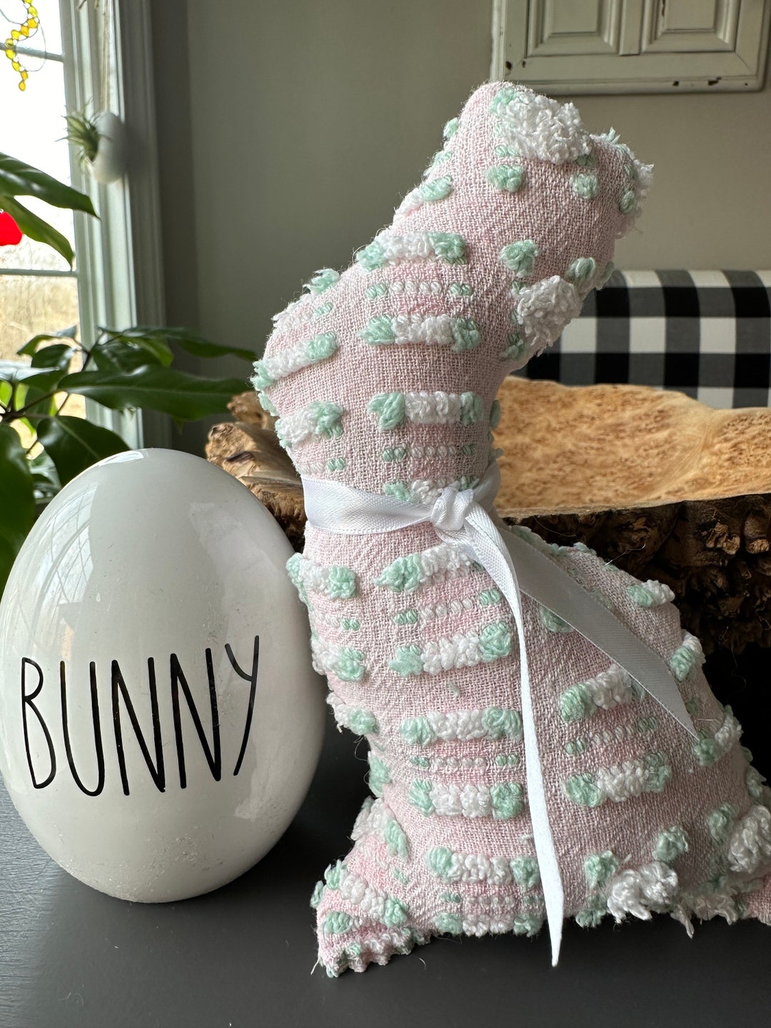Farmhouse Style Fabric Bunnies, Shabby Chic Bunny Rabbit, Easter Decor ...