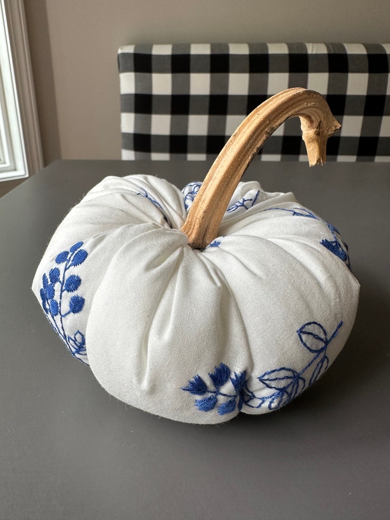 Vintage Farmhouse Style Fabric Pumpkins, Shabby Chic Pumpkins, Buffalo ...