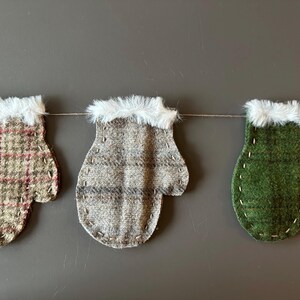 Mitten Garland, Wool Mitten Garland, Shabby Chic Garland, Tiered Tray ...