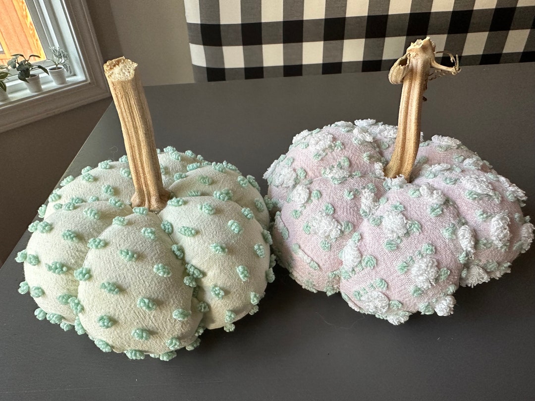Vintage Chenille Pumpkins, Farmhouse Style Fabric Pumpkins, Shabby Chic ...