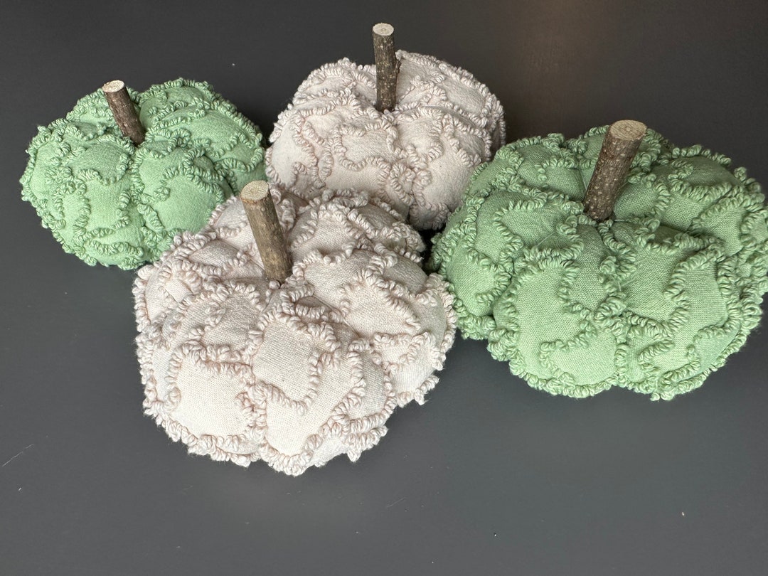 Vintage Chenille Pumpkins, Farmhouse Style Fabric Pumpkins, Shabby Chic ...