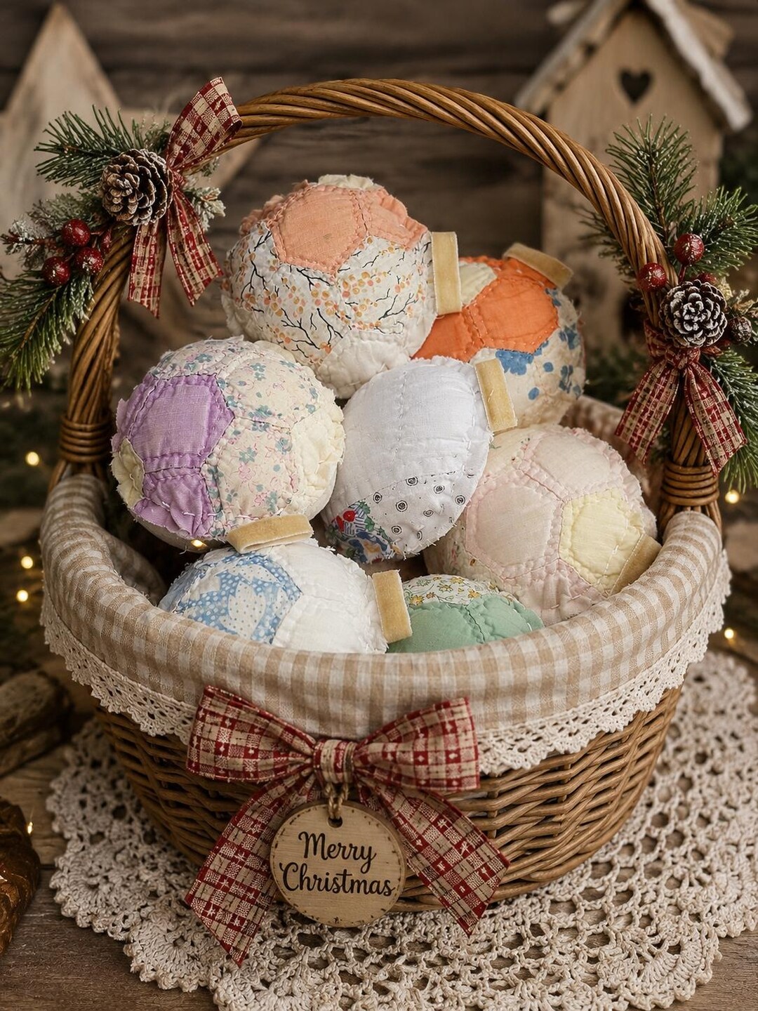 Quilted Christmas Ornaments: Vintage Patchwork Baubles, Set of 3 - Etsy