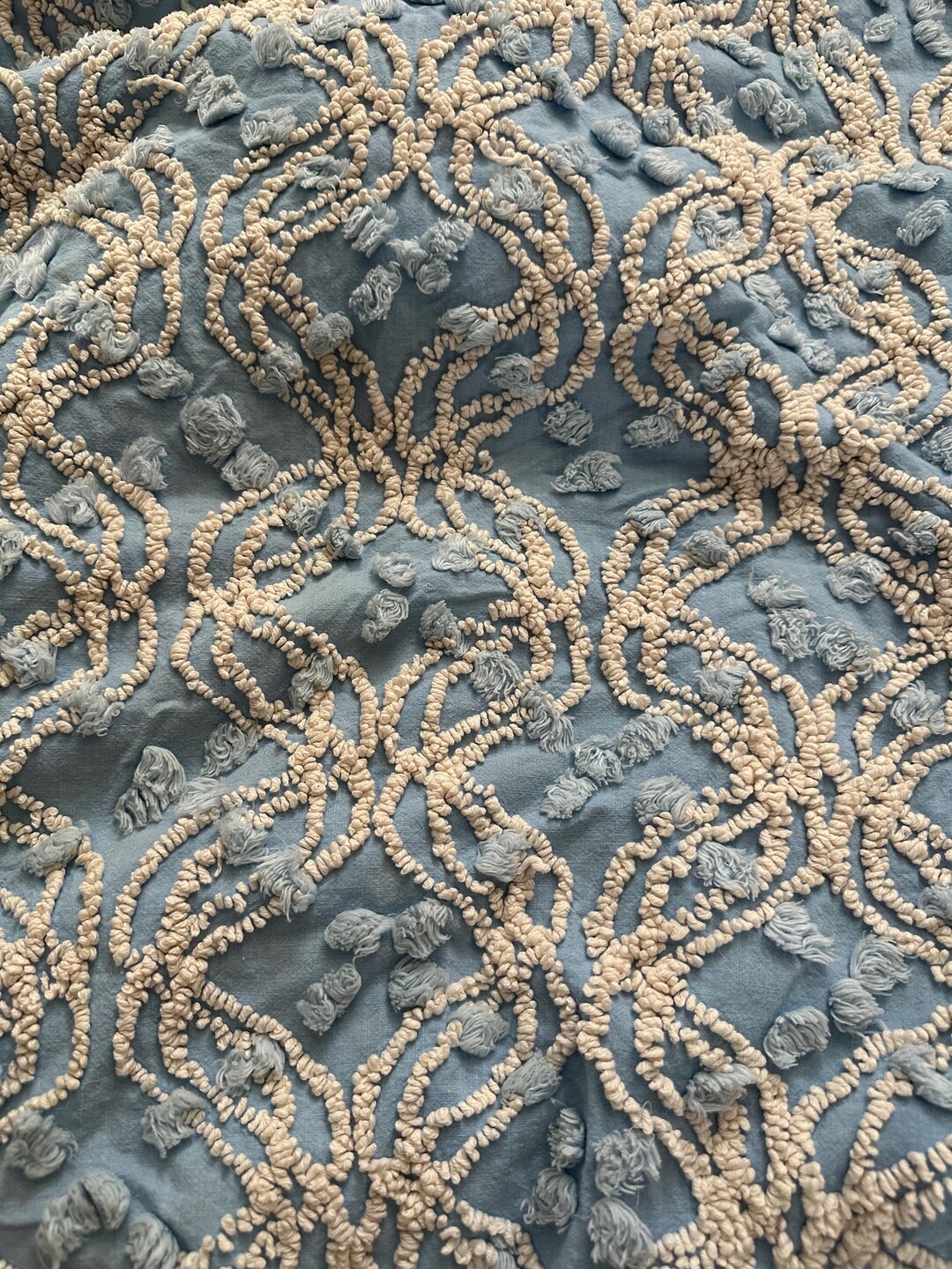 Blue Chenille, Vintage Chenille, Chenille, Craft Chenille, Cabin Craft ...