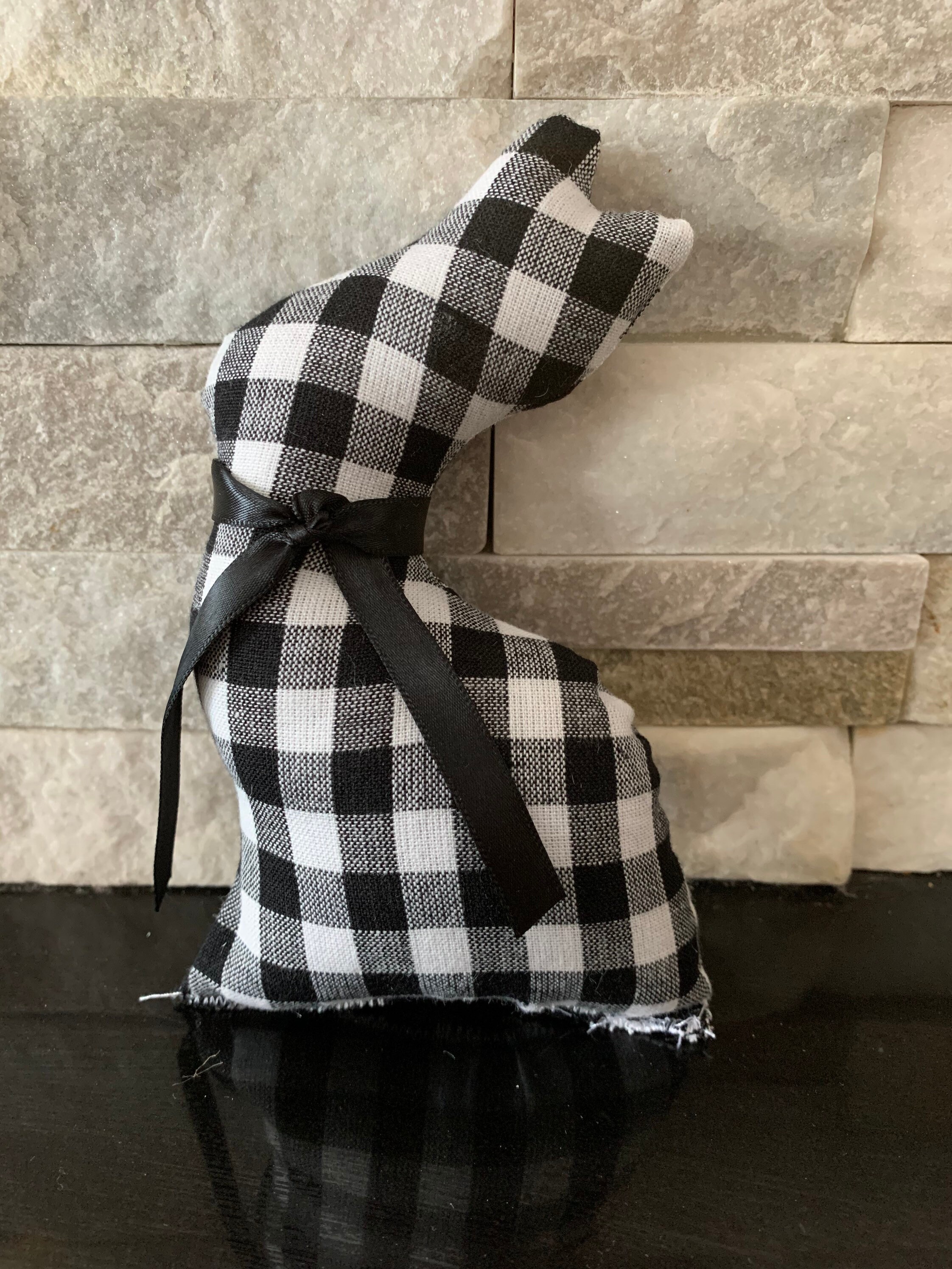 Farmhouse Style Fabric Bunnies Buffalo Plaid Bunny Rabbit - Etsy