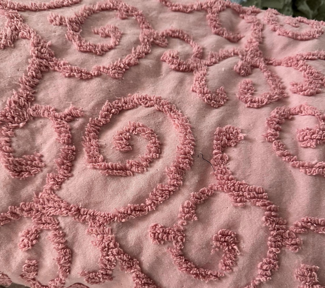 Pink Chenille, Vintage Chenille, Chenille, Rose Chenille, Cabin Craft ...