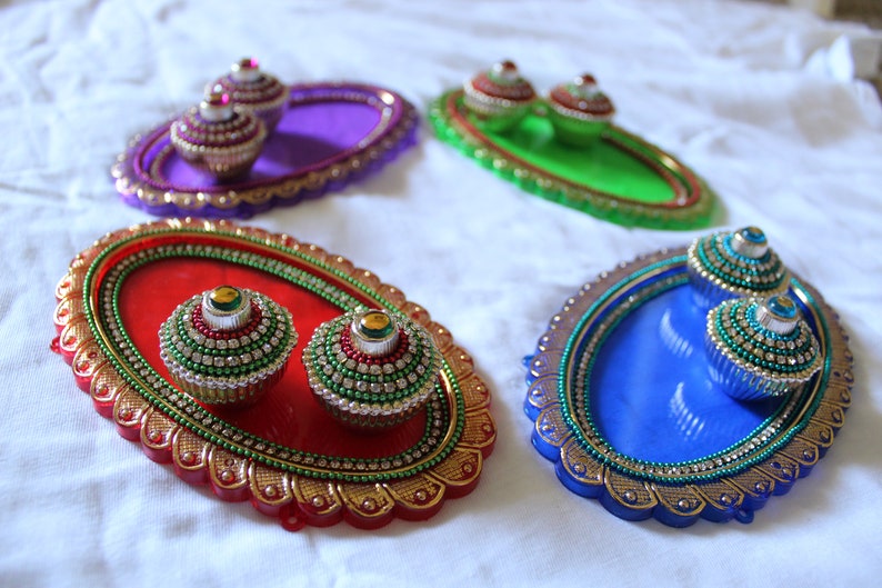 Rakhi Platter | Haldi Tray | Haldi Kumkum Tray | Acrylic Kundan Plate ...