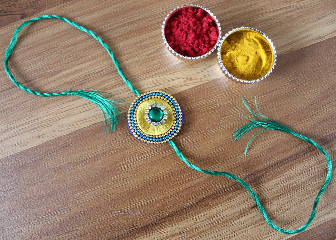 Silk Thread Rakhi Raksha Bandhan Kundan Rakhi Rakhri - Etsy