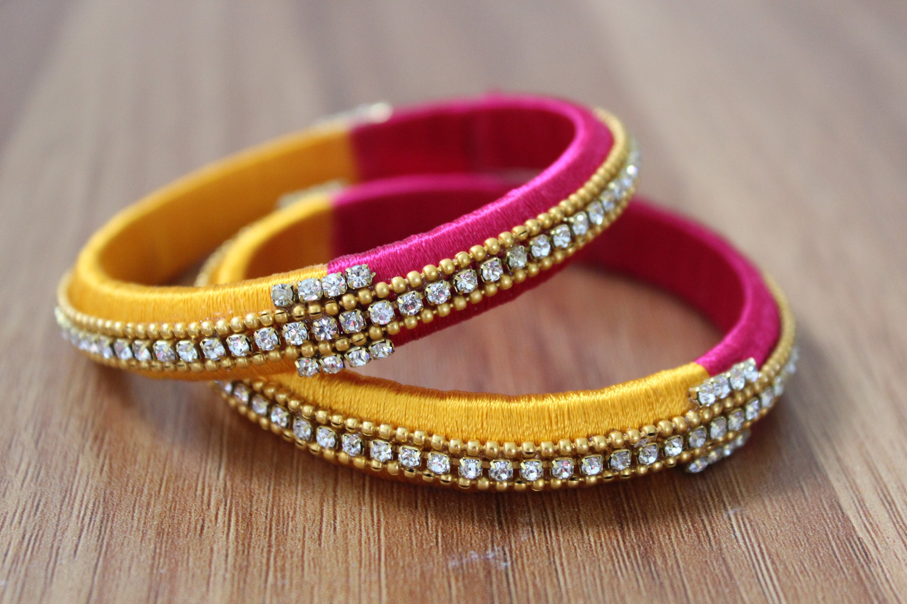 Silk Thread Pair Bangles Kundan Work Bangles Designer - Etsy