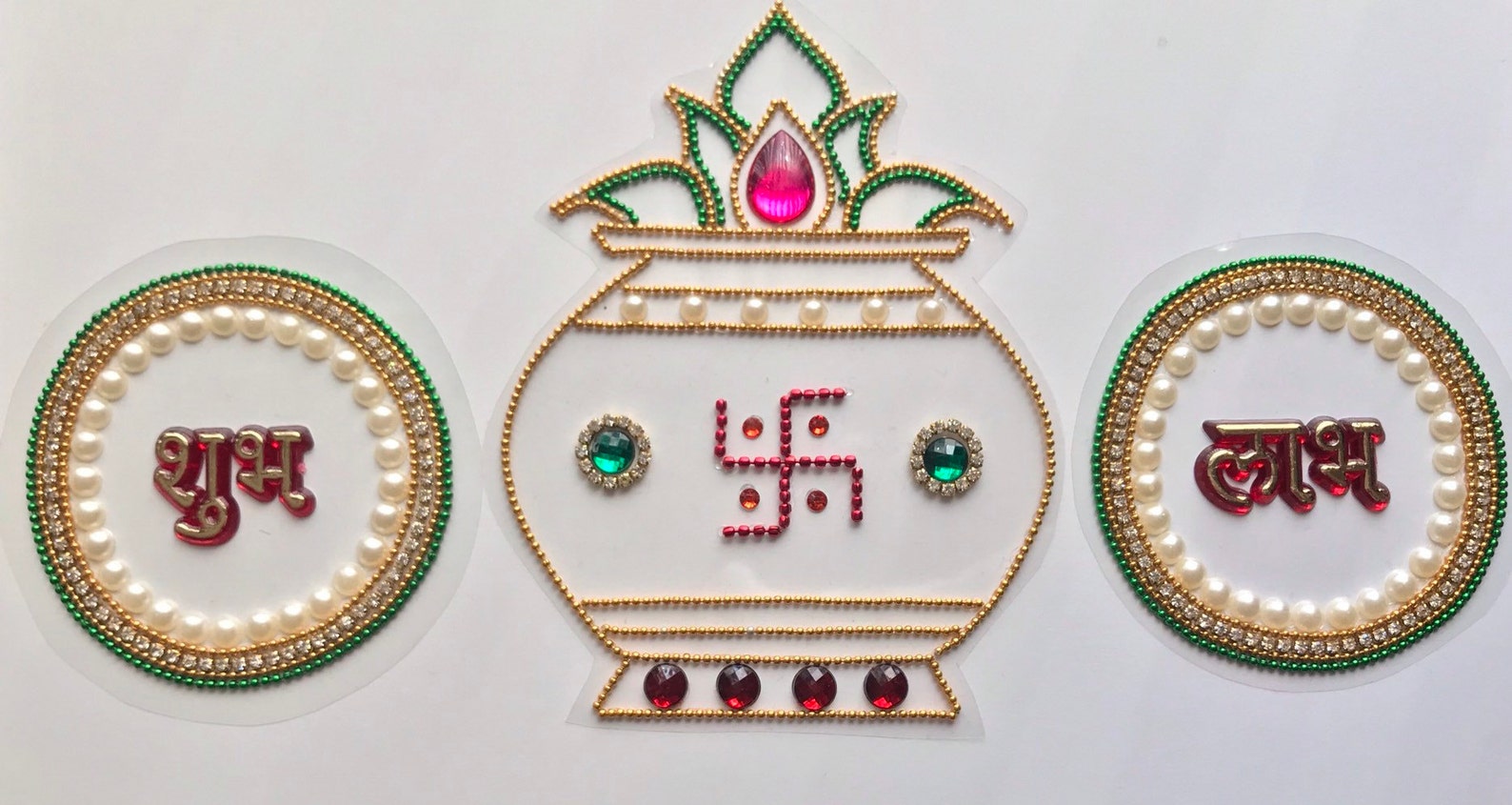 Shubh Labh Kalash Rangoli Kundan Rangoli Pearl Rangoli - Etsy