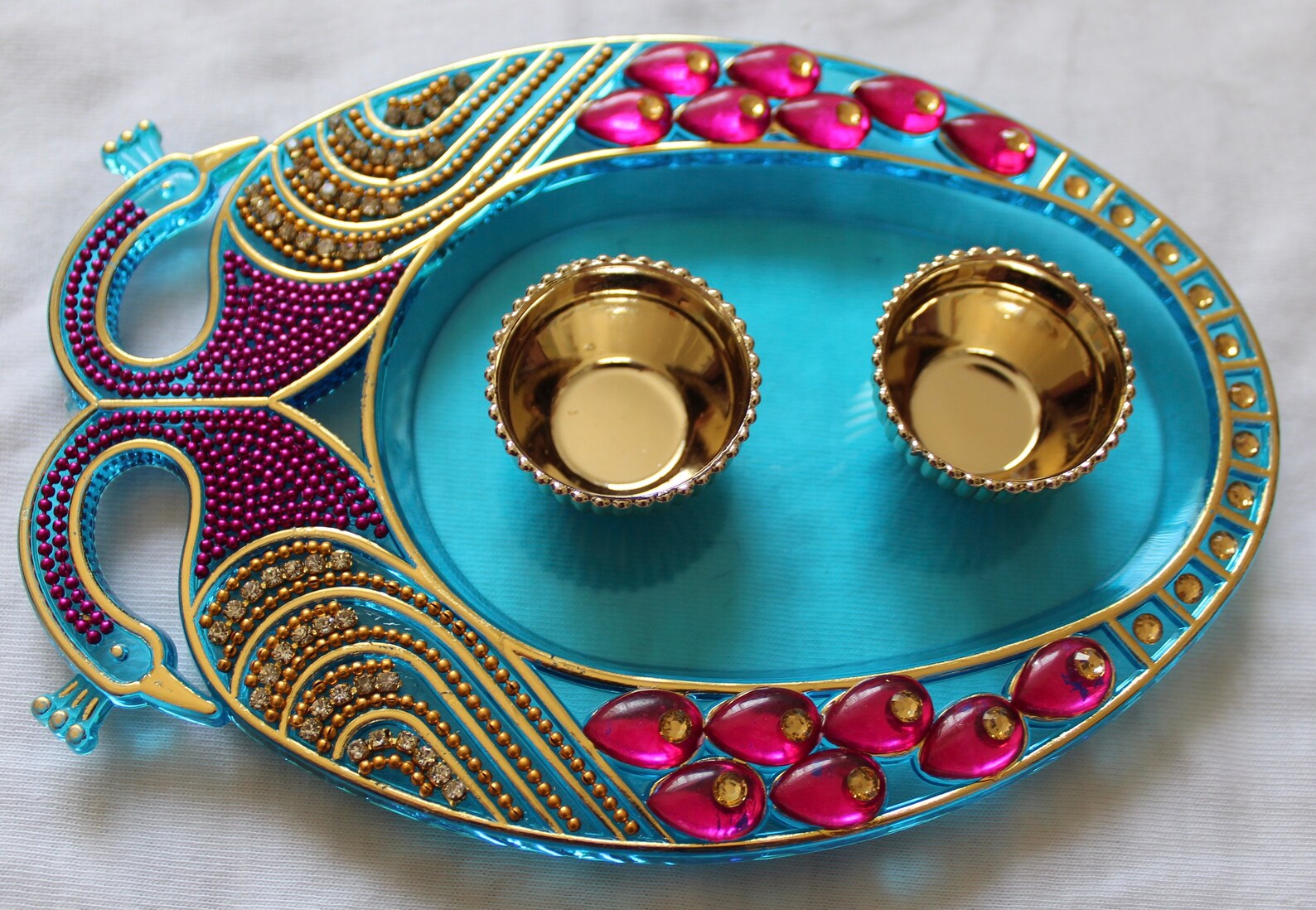 Acrylic Peacock Pooja Thali | Haldi Kumkum Plate | Haldi Plate ...