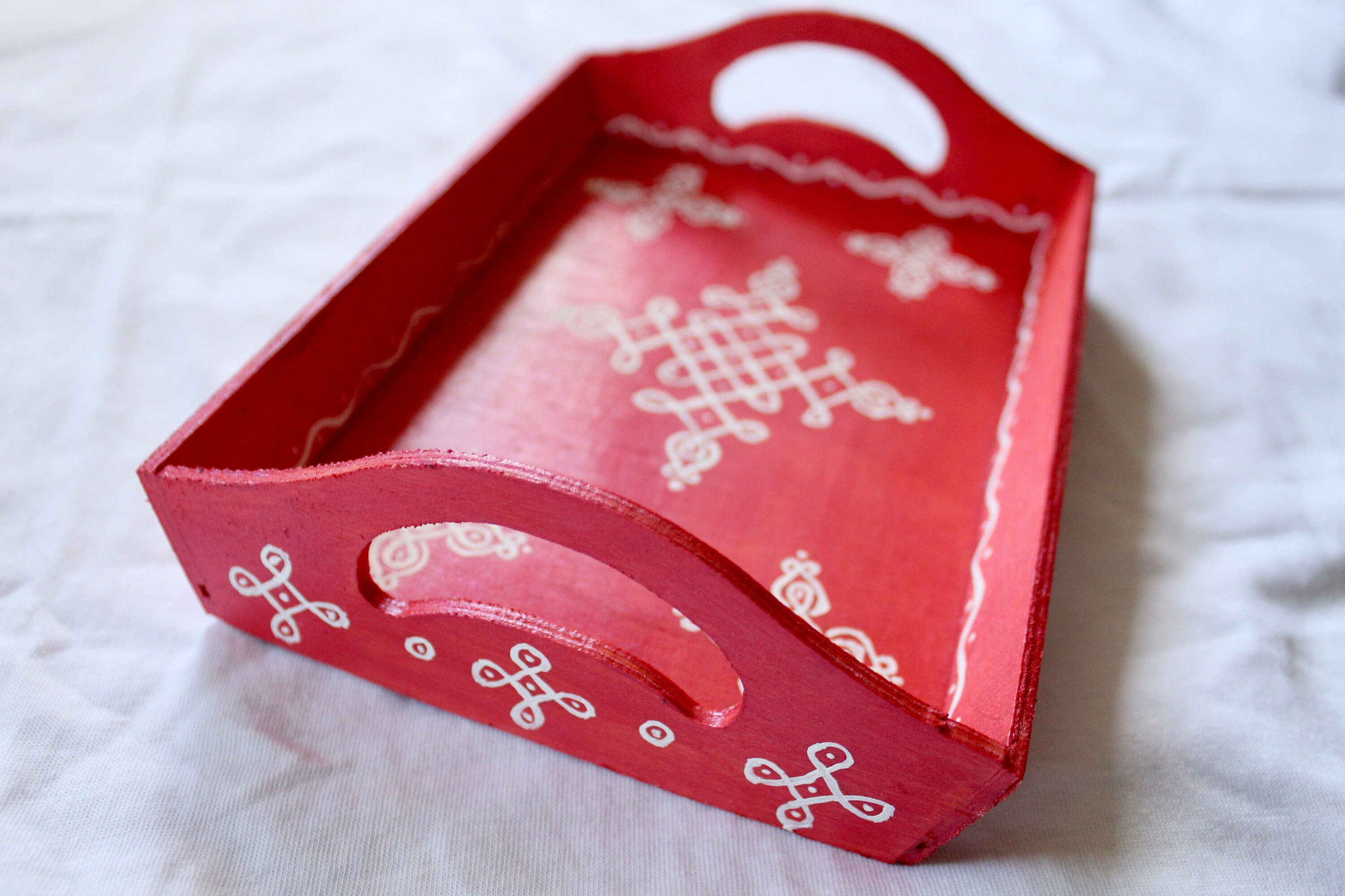 Hand Painted Wooden Kolam Tray| Pooja Tray| Festival Decor - Etsy