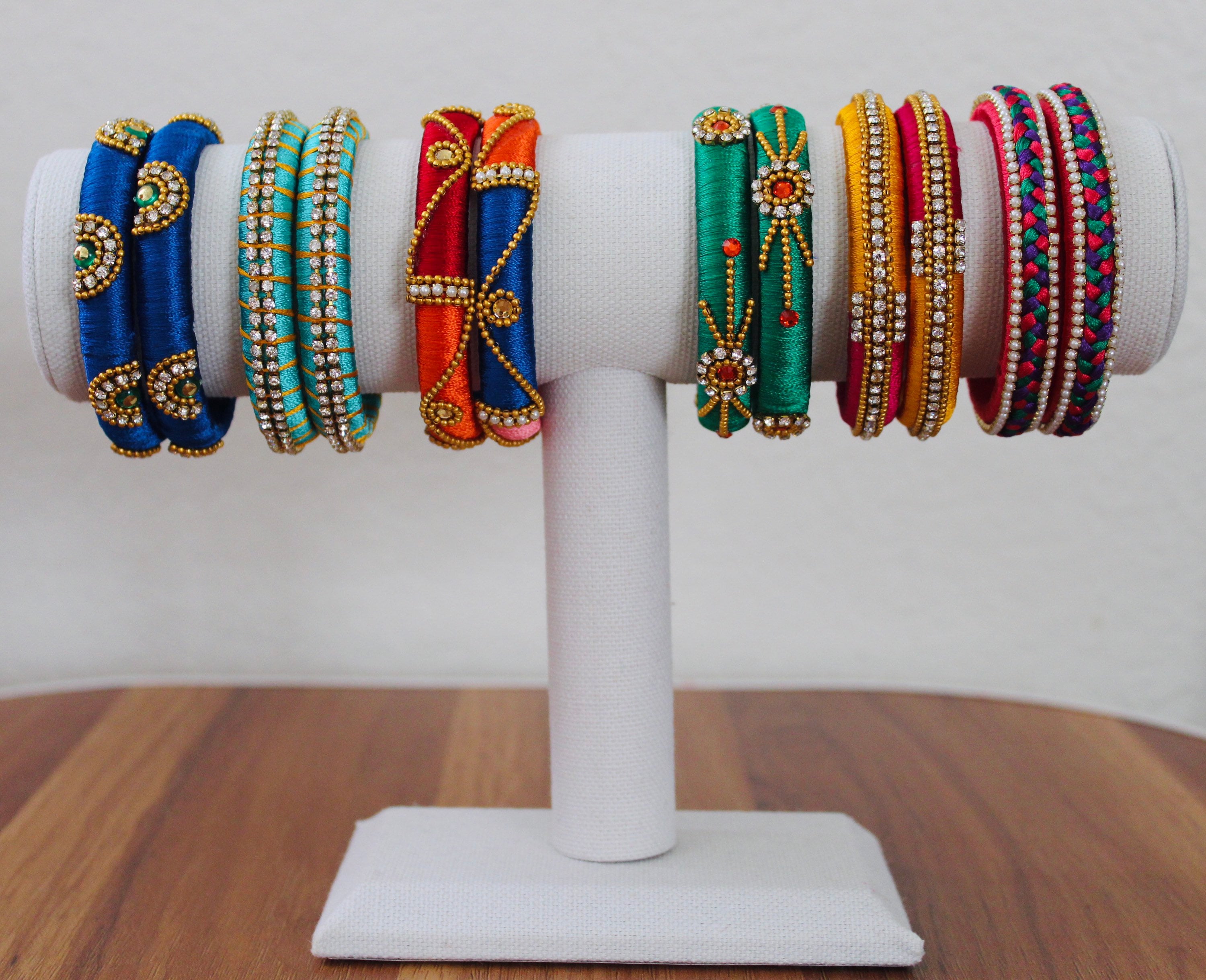 Silk Thread Pair Bangles | Kundan Work Bangles | Designer Bangles ...