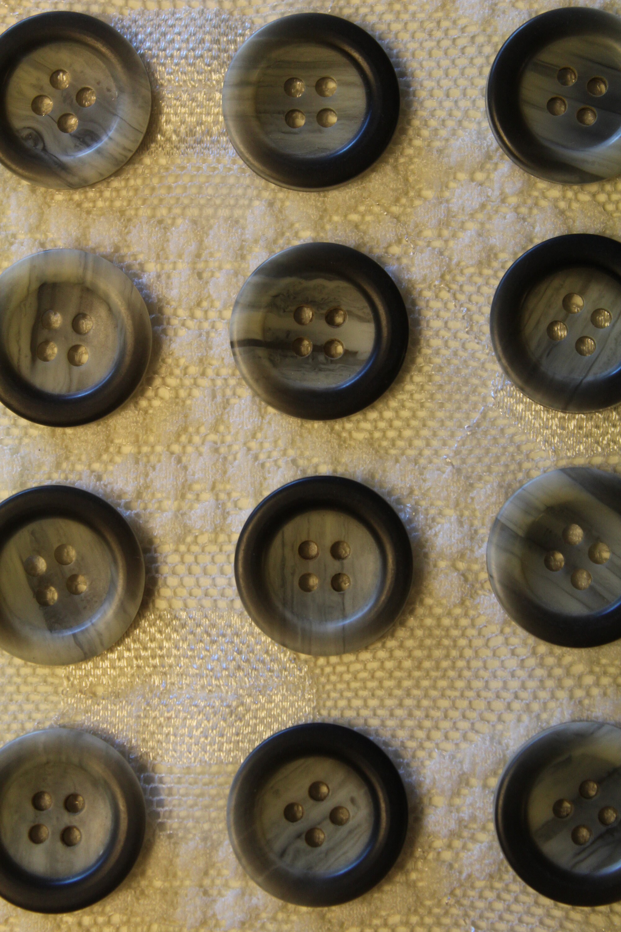 Gray and White Buttons / 4 Hole / Medium-large / 19mm 3/4" / 12 Total ...