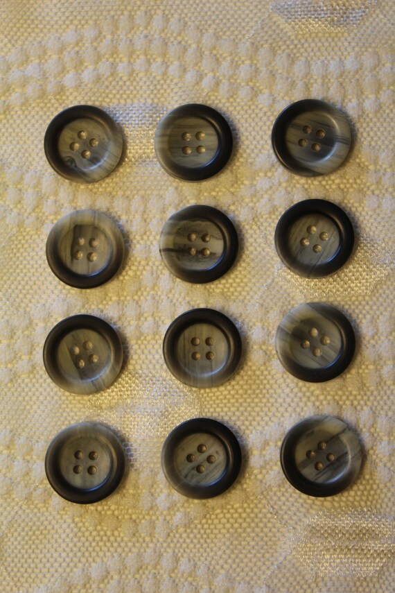 Gray and White Buttons / 4 Hole / Medium-large / 19mm | Etsy