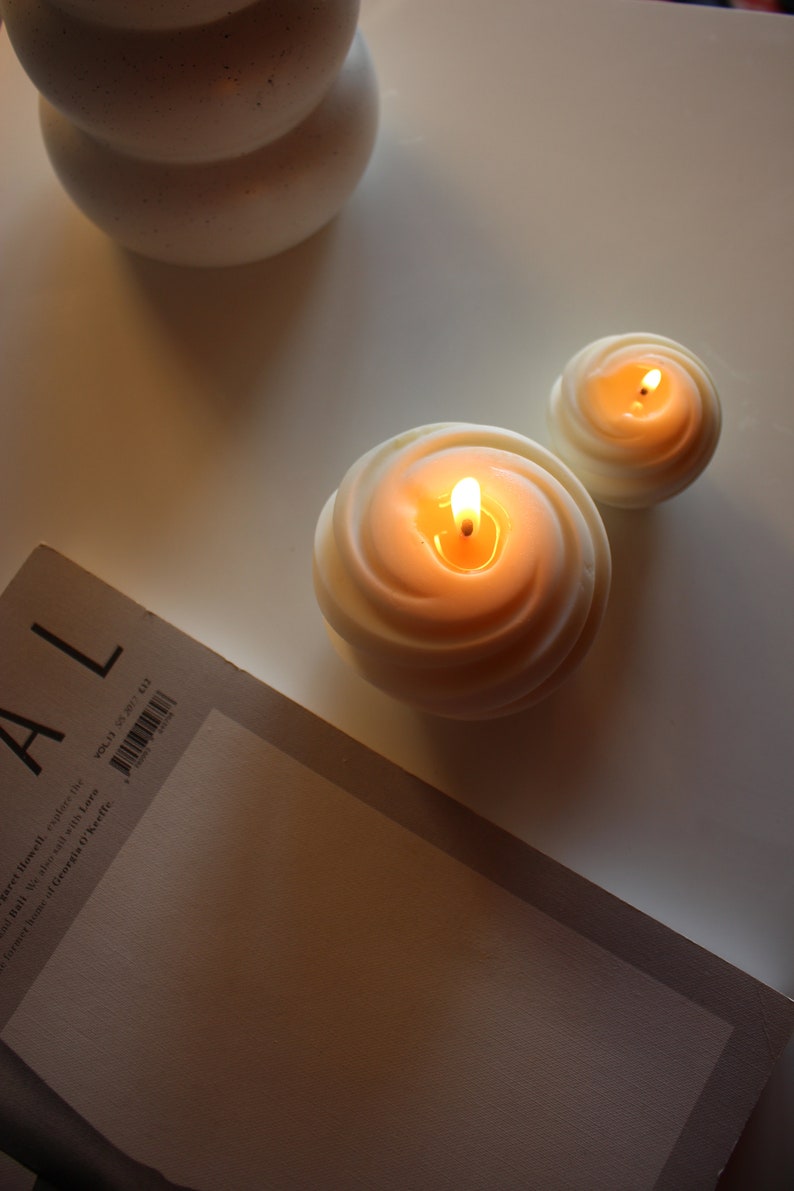 Round Swirl Candle, Soy Ball Candle, Decorative Candle, Aesthetic ...