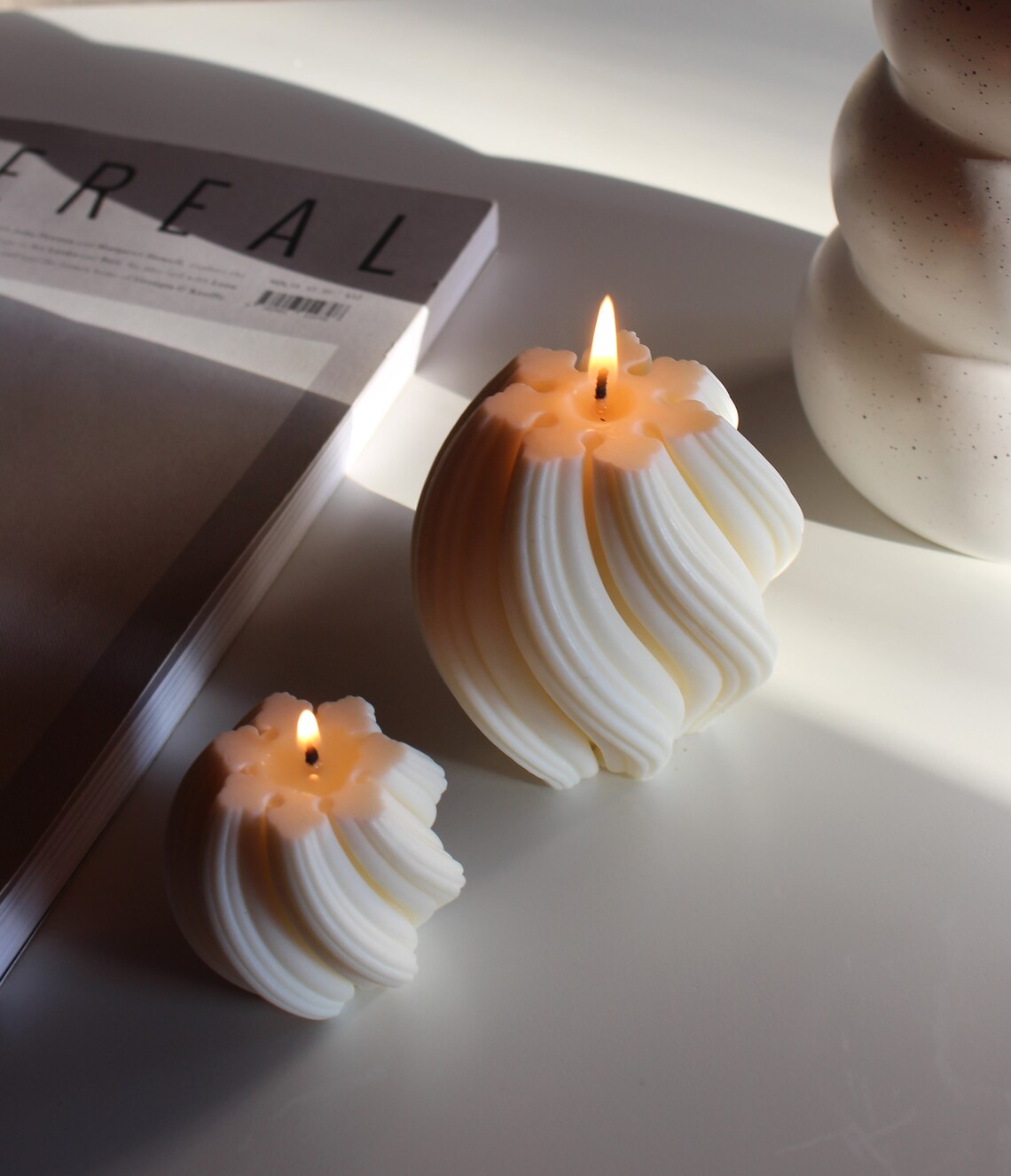 Swirl Candle, Decorative Candles, Minimalist Home Decor, Perfect Gift ...