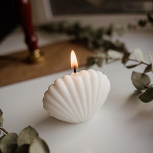 Seashell Candle, Soy Shell Candle, Beach Candles, Soy Wax Candle, White ...