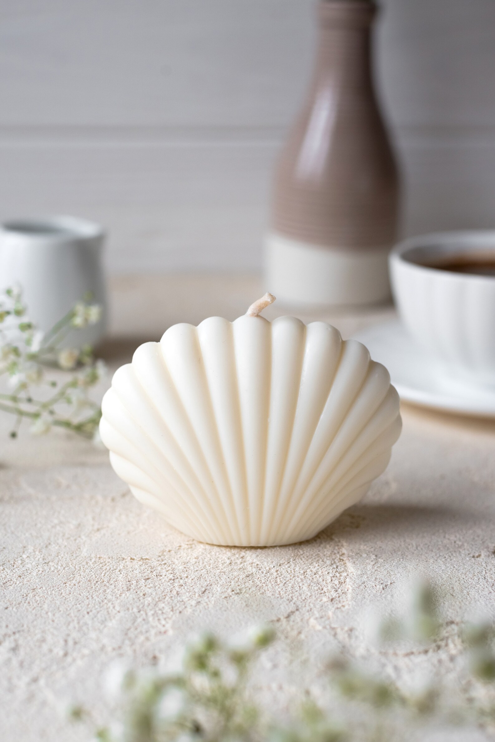 Shell Candle Seashell Candle Soy Wax Scented Candle White - Etsy