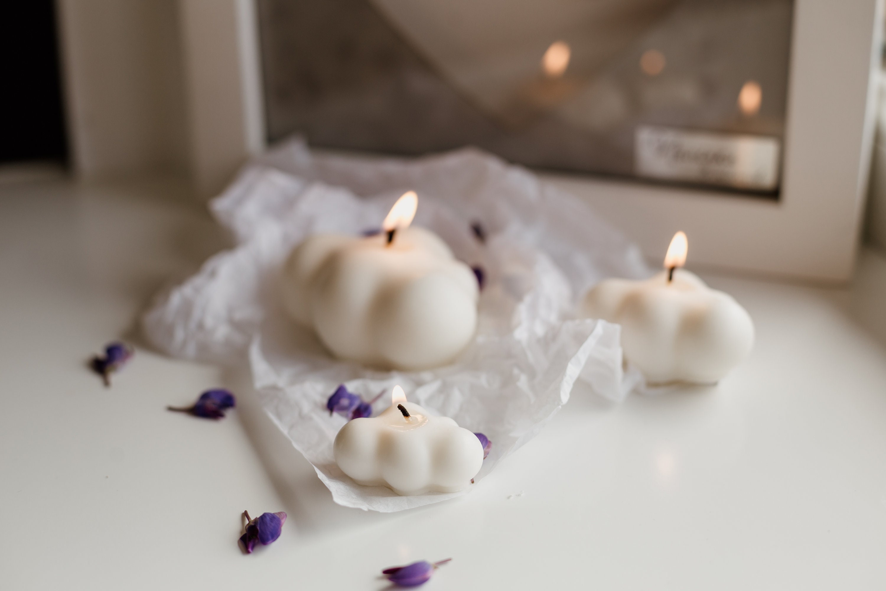 Clouds Candle Set Abstract candle Scented Wavy Candle | Etsy