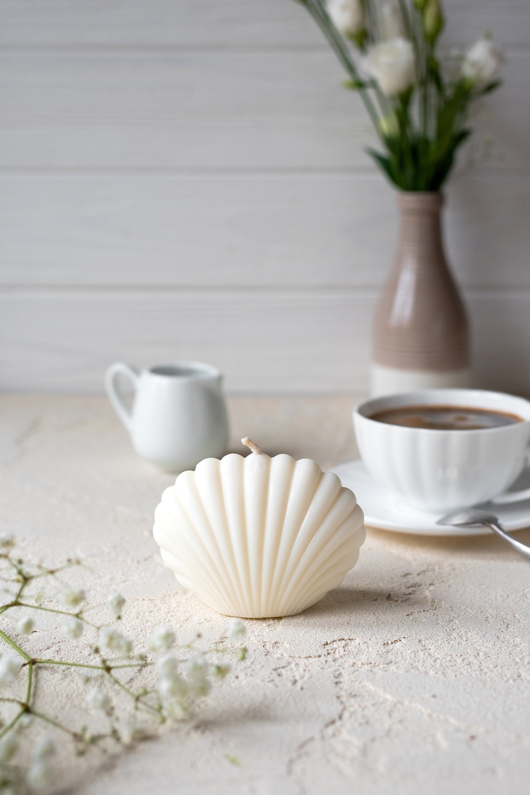 Shell Candle, Seashell Candle, Soy Wax Candle, White Sea Shell Candle ...