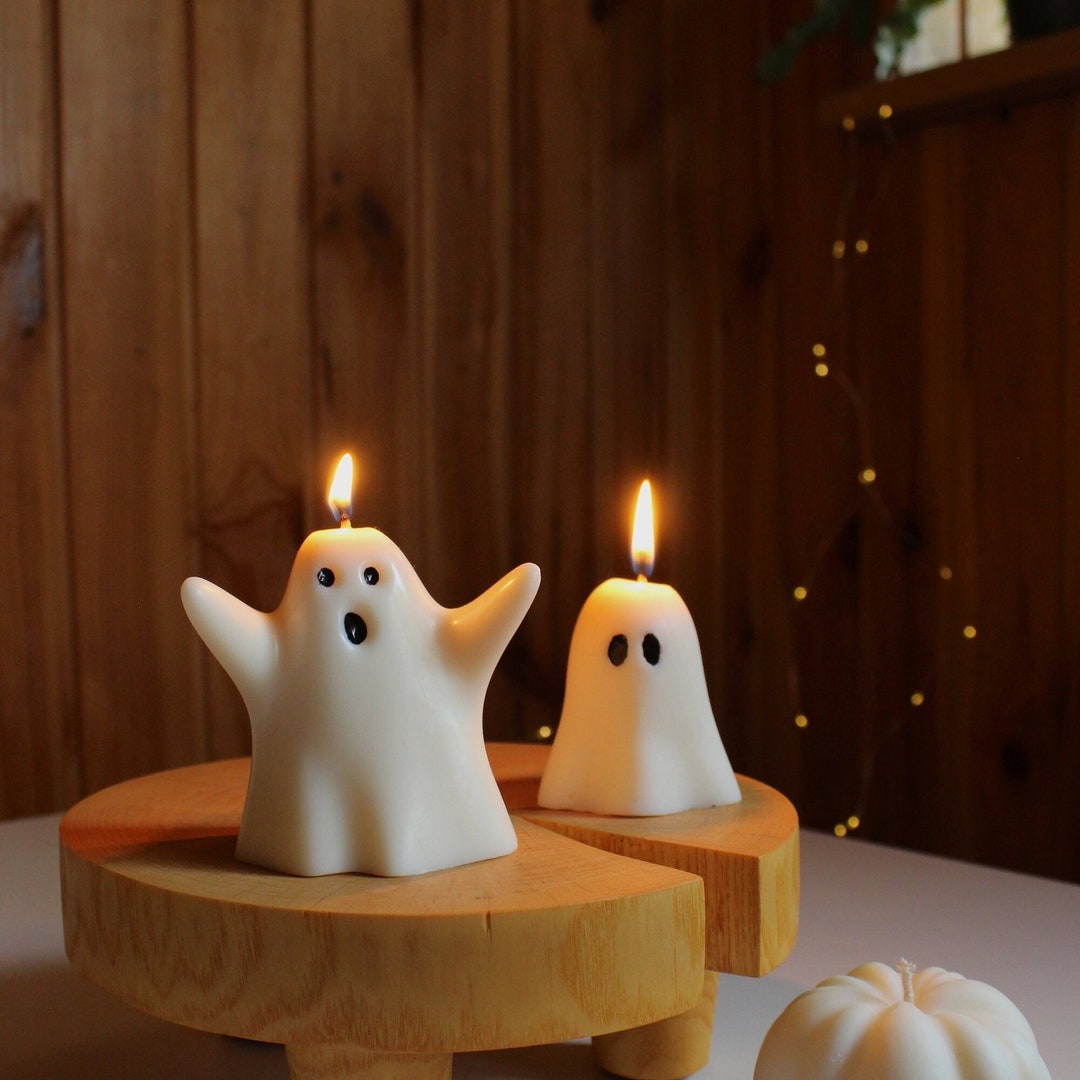 Set of 2 Ghost Candles, Halloween Decor, Thanksgiving Decor, Halloween ...