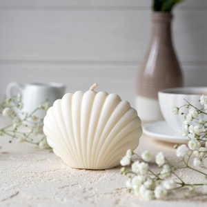 Shell Candle, Seashell Candle, Soy Wax Candle, White Sea Shell Candle ...