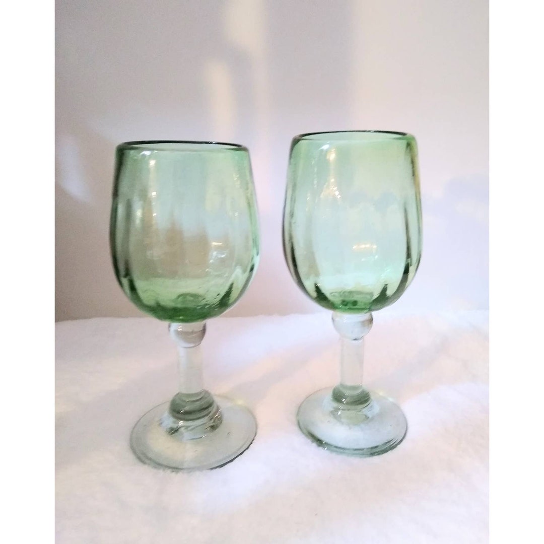 Heavy Mexican Blown Glass Water Goblets - Etsy