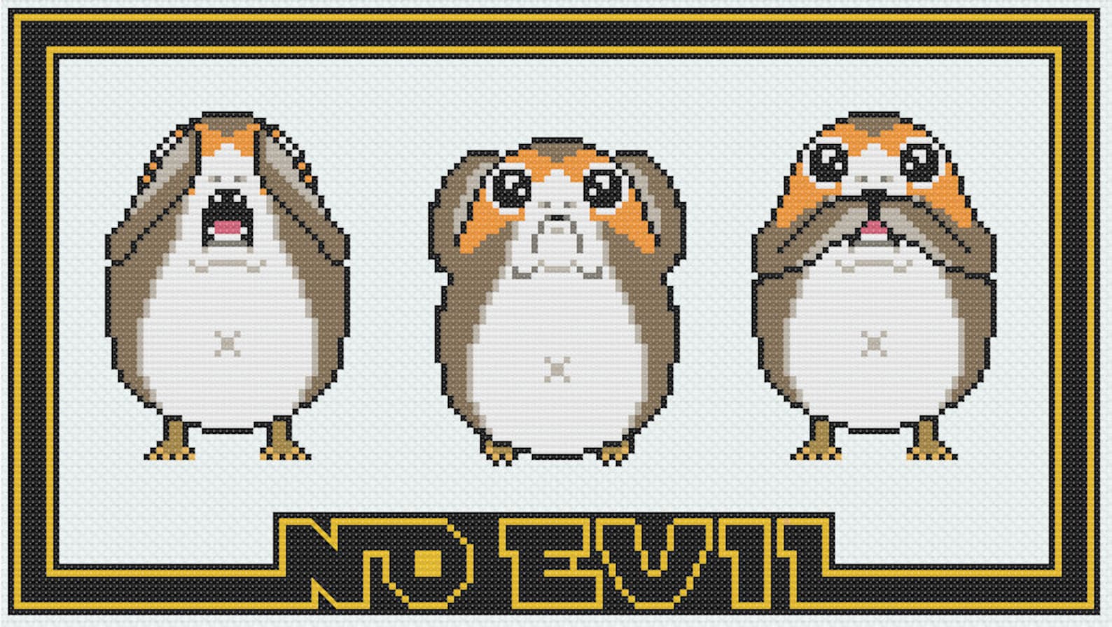 Porg See Hear Speak No Evil Star Wars Cross Stitch Pattern PDF | Etsy