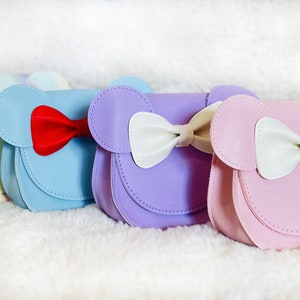 Personalized Embroidered Mouse-ear Crossbody Leather Toddler Purse With ...