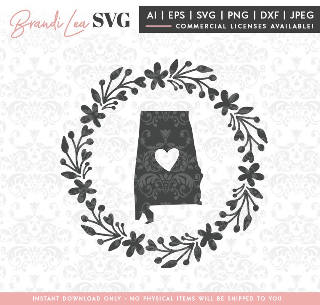 Alabama Wreath Svg, Alabama State Svg, Map, State, SVG, Dxf, Eps, Quote ...