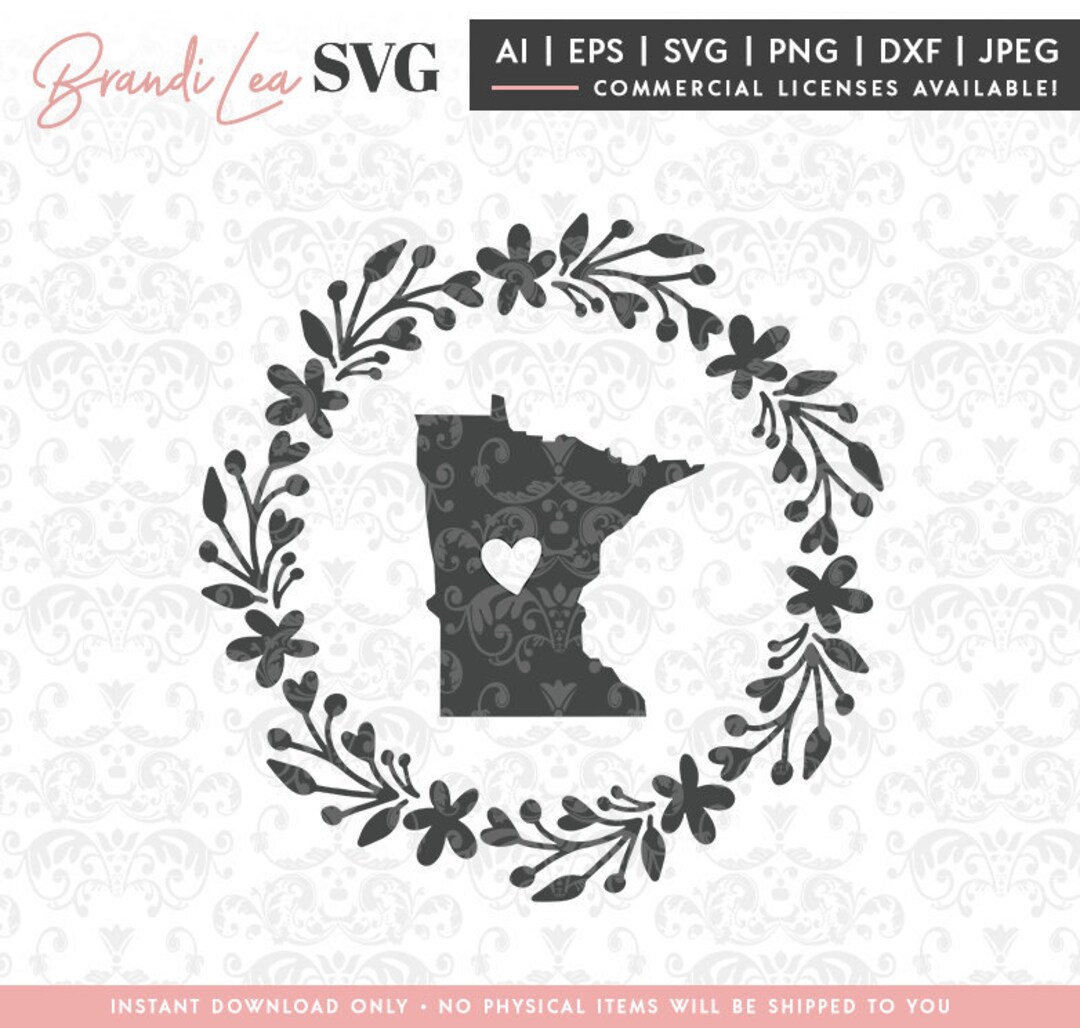 Minnesota Wreath Svg, Minnesota State, Map, State, SVG, Dxf, Eps, Quote ...