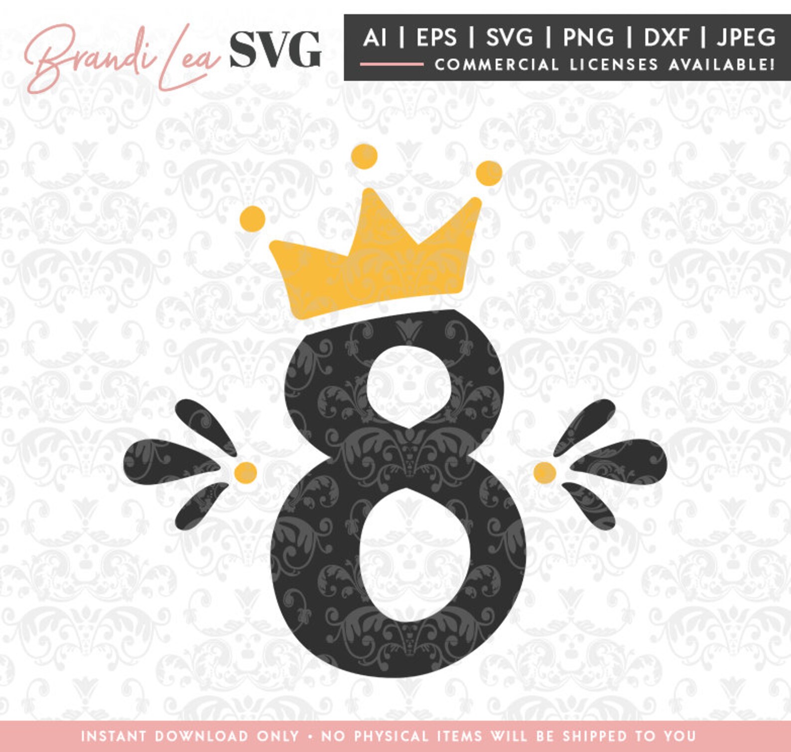 8 year old eighth birthday svg eight birthday crown | Etsy