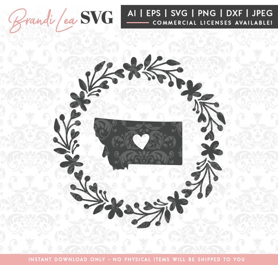 Montana Wreath Svg, Montana State, Map, State, SVG, Dxf, Eps, Quote SVG ...