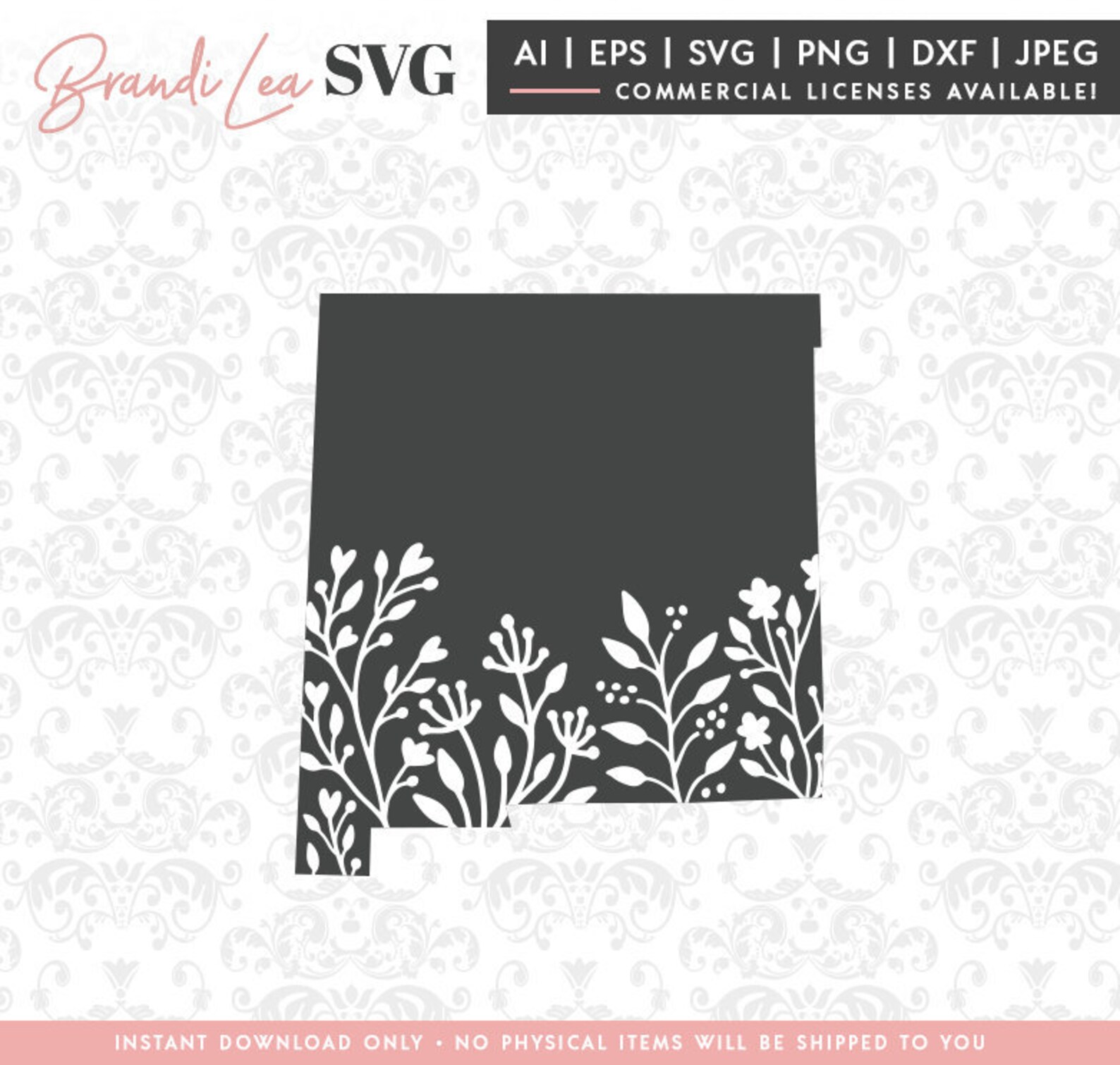 New Mexico Floral Svg New Mexico State Svg Map SVG Dxf - Etsy