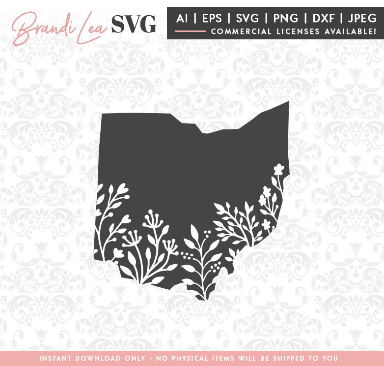Ohio Floral Svg Ohio State Svg Map State SVG Dxf Eps | Etsy Canada
