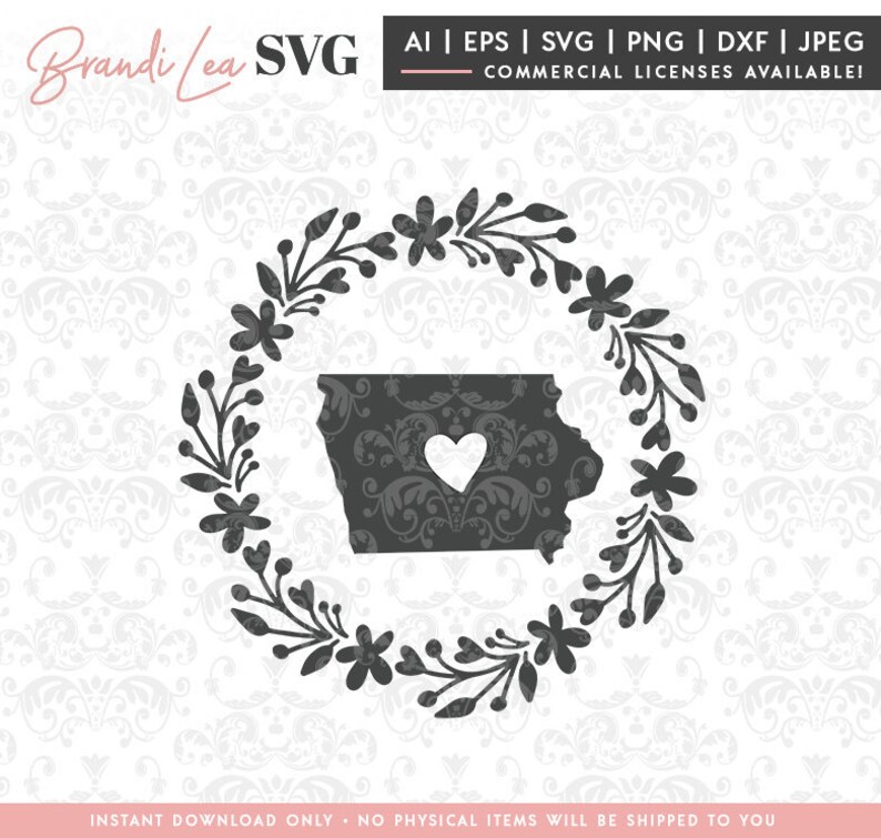 Iowa Wreath Svg Iowa State Svg Map State SVG Dxf Eps - Etsy