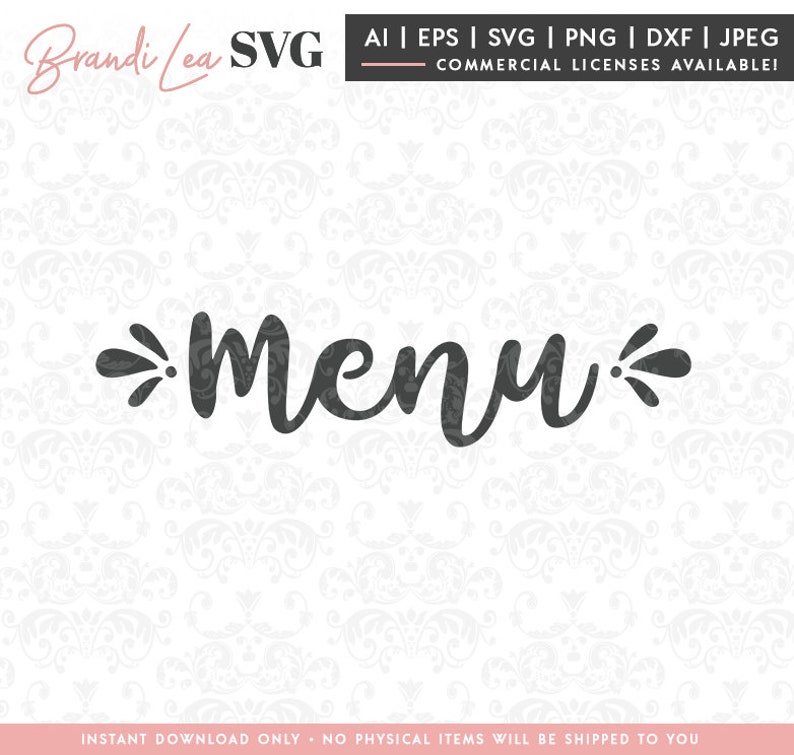 Menu SVG Kitchen Svg Cooking Svg Baking Wedding Food - Etsy