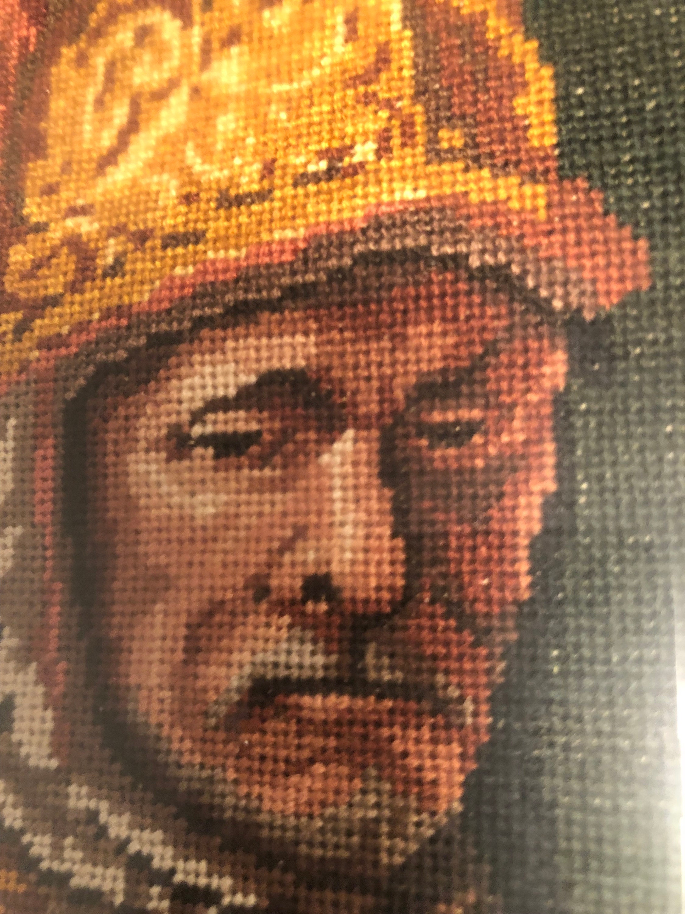 Framed Completed Embroidery Man With the Golden Helmet Rembrandt Ornate ...