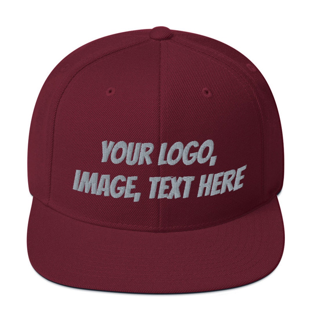 Maroon Burgundy Snapback Hat, Add Your Logo, Image or Text on This Hat ...