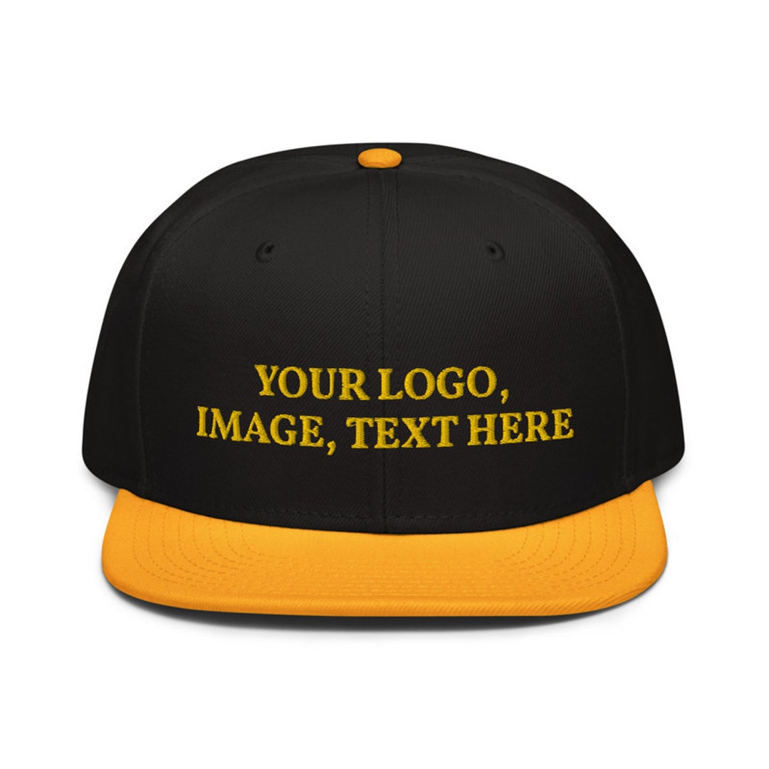 Black and Yellow Snapback Hat, Add Your Logo, Image or Text on This Hat ...