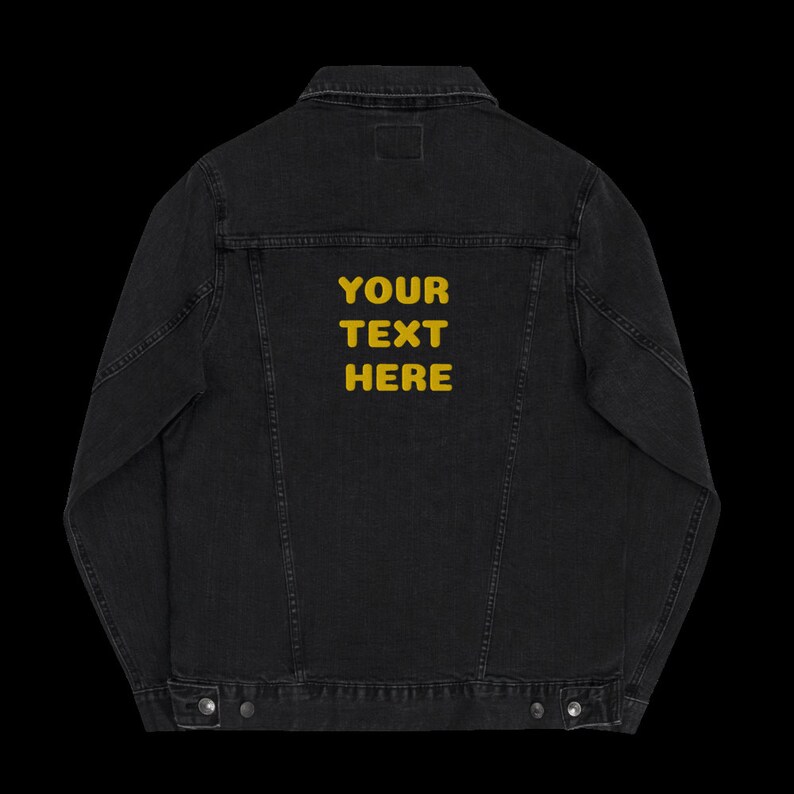 Black Unisex Denim Jacket, Add Your Text on This Jacket. - Etsy