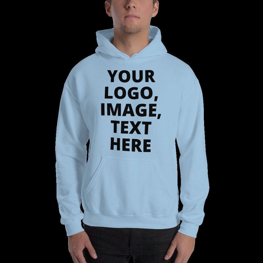 Light Blue Men Hoodie, Add Your Logo, Image or Text on This Hoodie. - Etsy