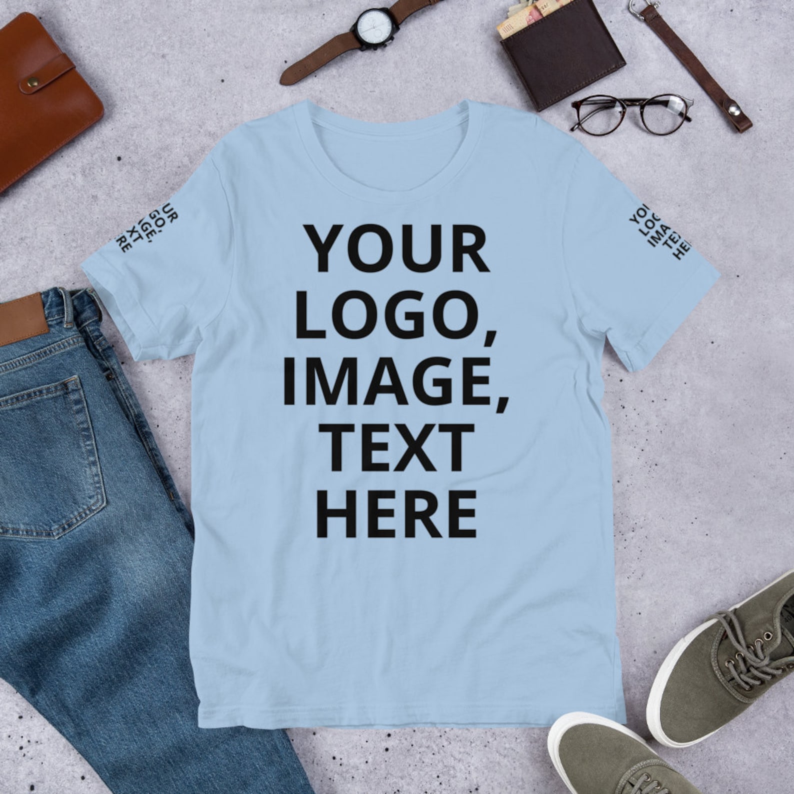 Light Blue Men T Shirt, Add Your Logo, Image or Text on This Shirt. - Etsy