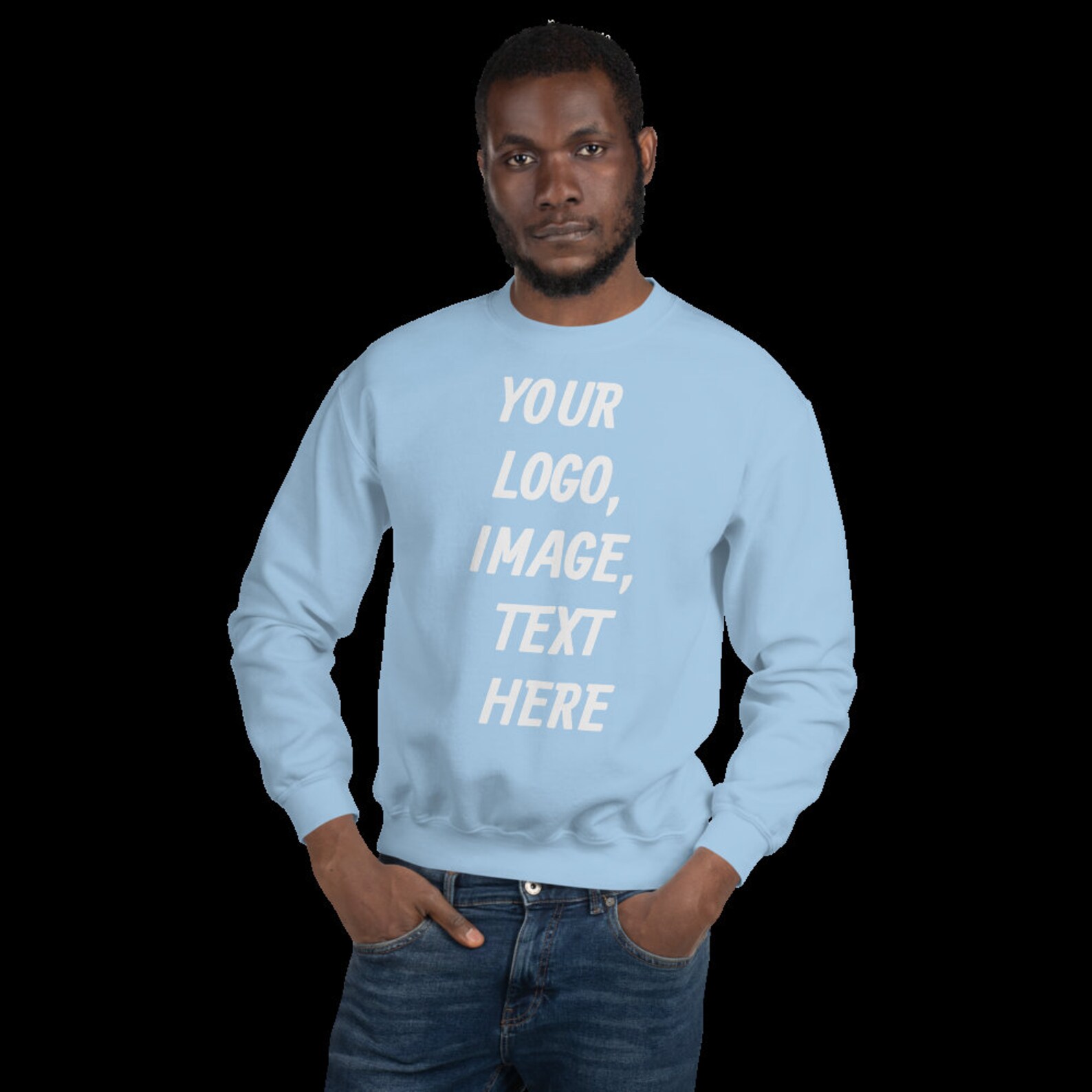 Light Blue Men Sweatshirt, Add Your Logo, Image or Text on This ...