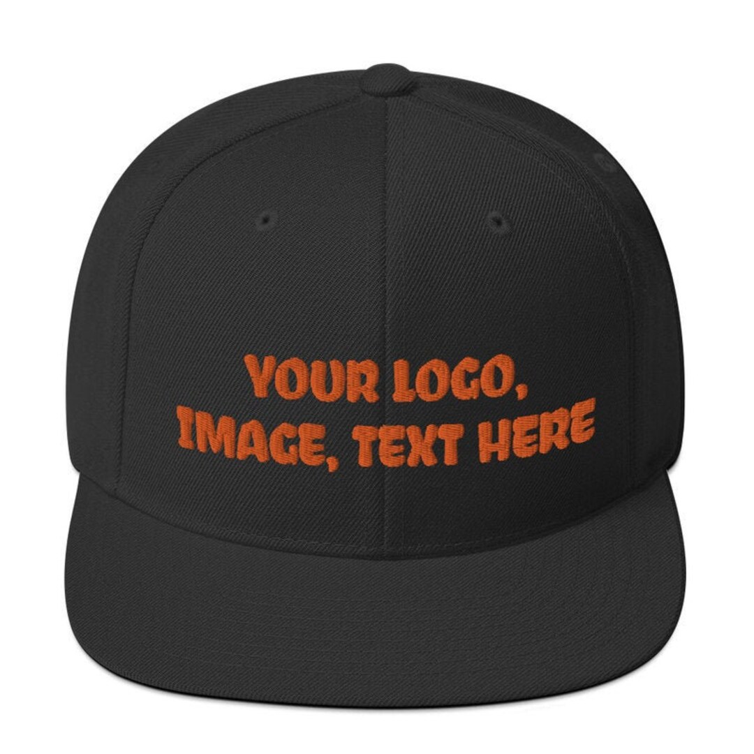 Black Snapback Hat, Add Your Logo, Image or Text on This Hat. - Etsy