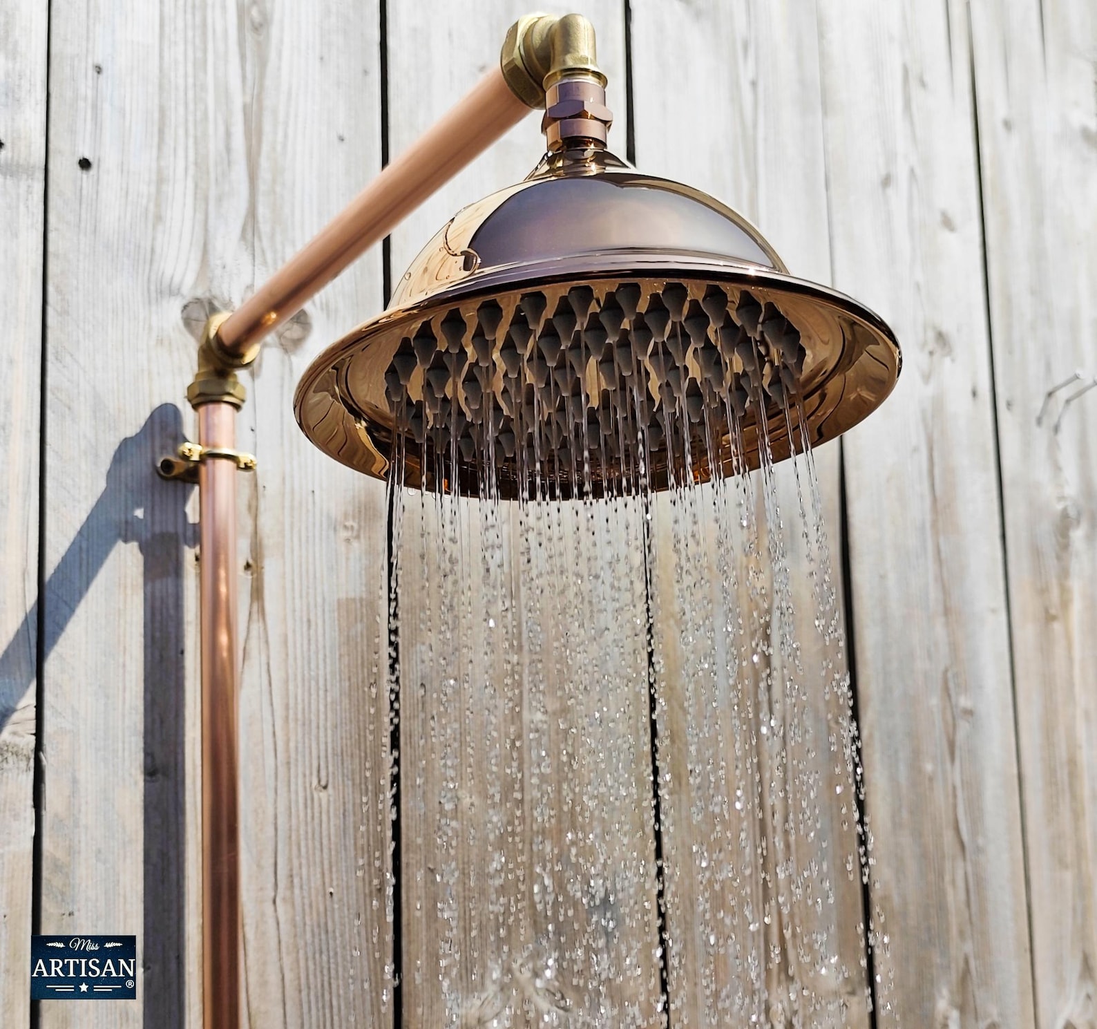Copper Rainfall Shower With Hand Sprayer, Lower Tap and Down Pipes ...