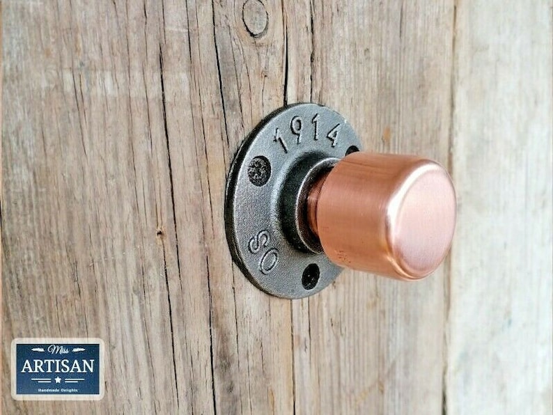 35mm Copper Pipe Knob Handles - Door / Cupboard Knobs - Rustic ...